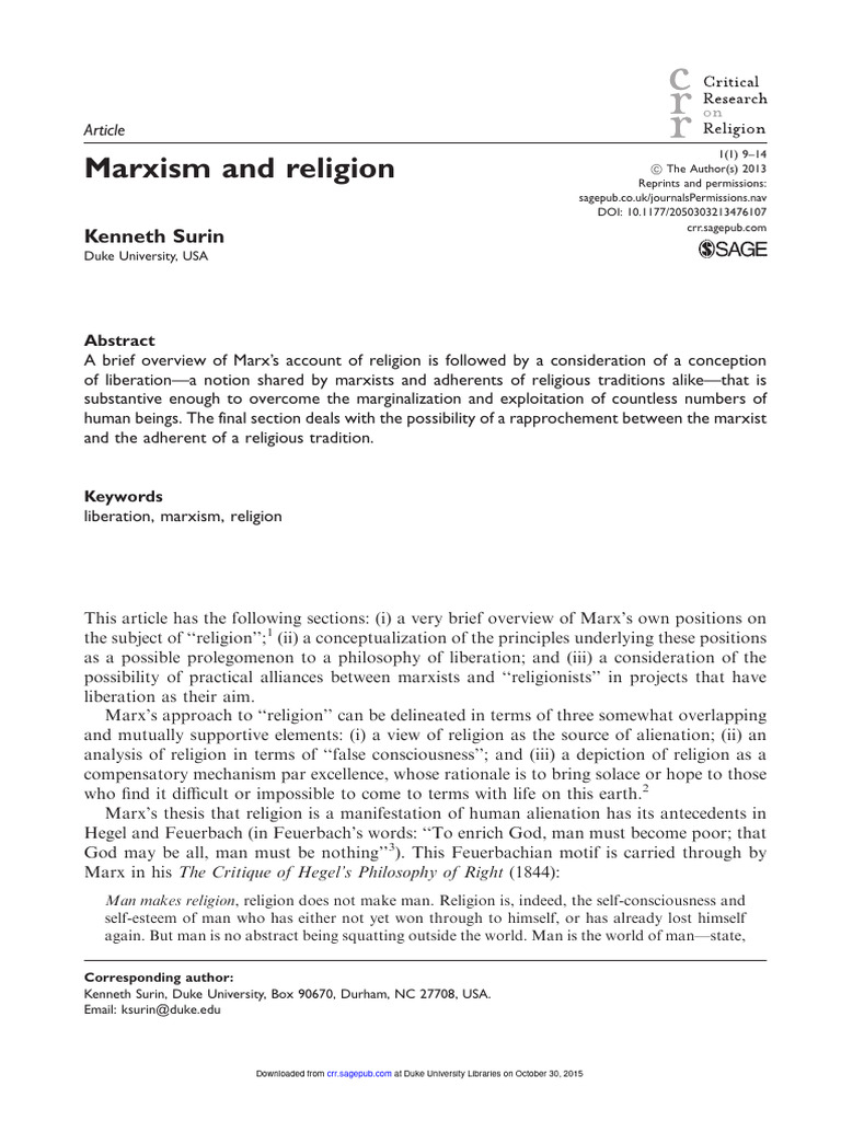 Marxism and Religion: A Liberation Perspective | PDF | Marxism | Louis ...