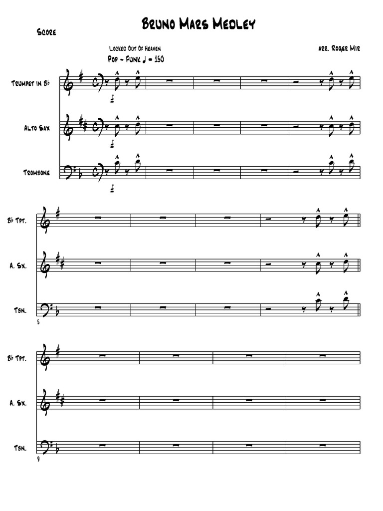 Bruno Mars Medley arr Roger Mir - Score | PDF