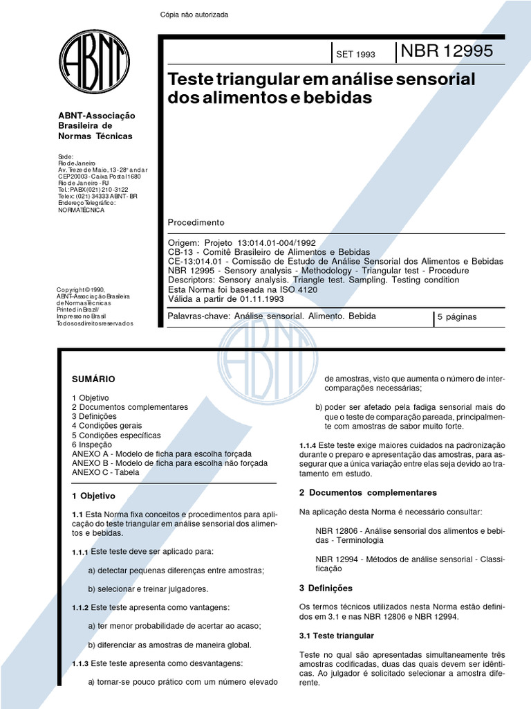 ABNT NBR ISO 12995 - 93-Teste-Triangular-Em-Analise-Sensorial-Dos ...