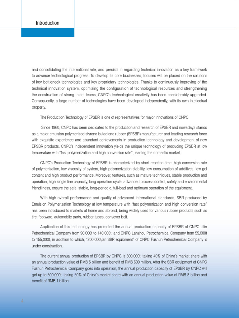 CNPC EPSBR Production Technology Overview | PDF | Innovation