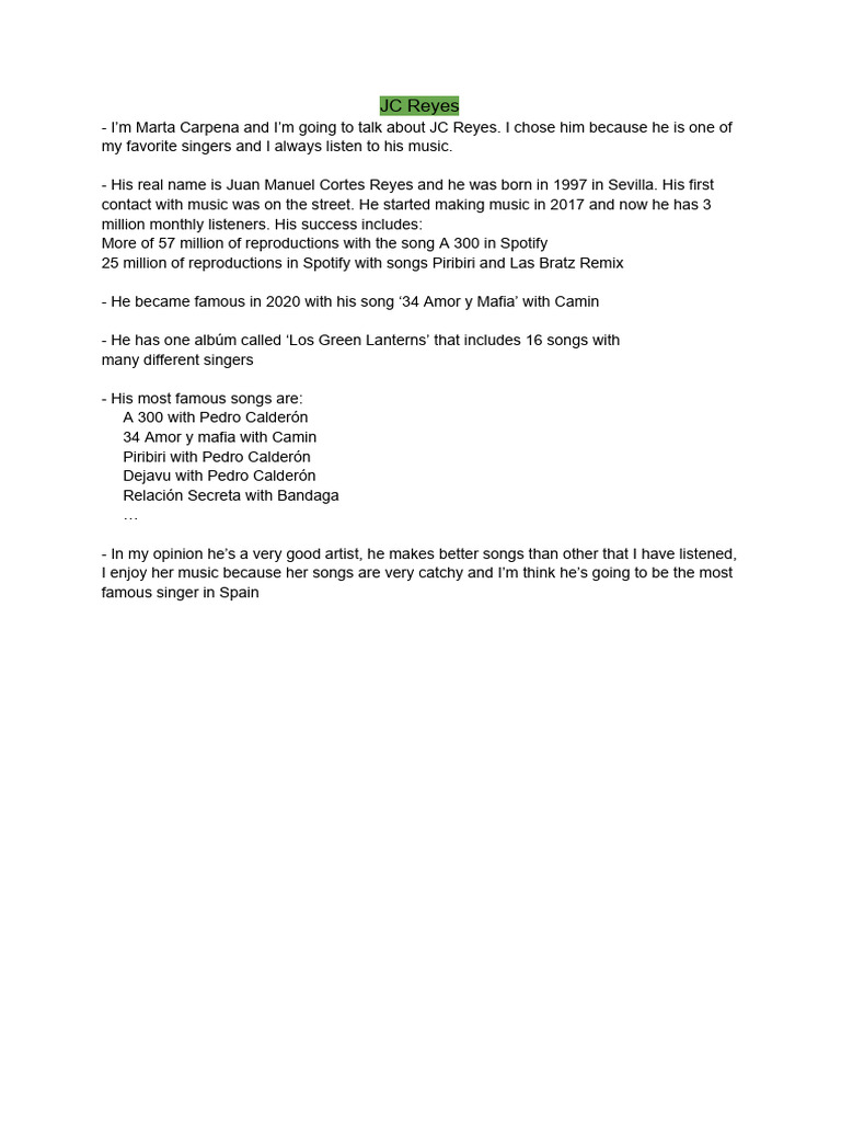 My Favourite Musician | PDF