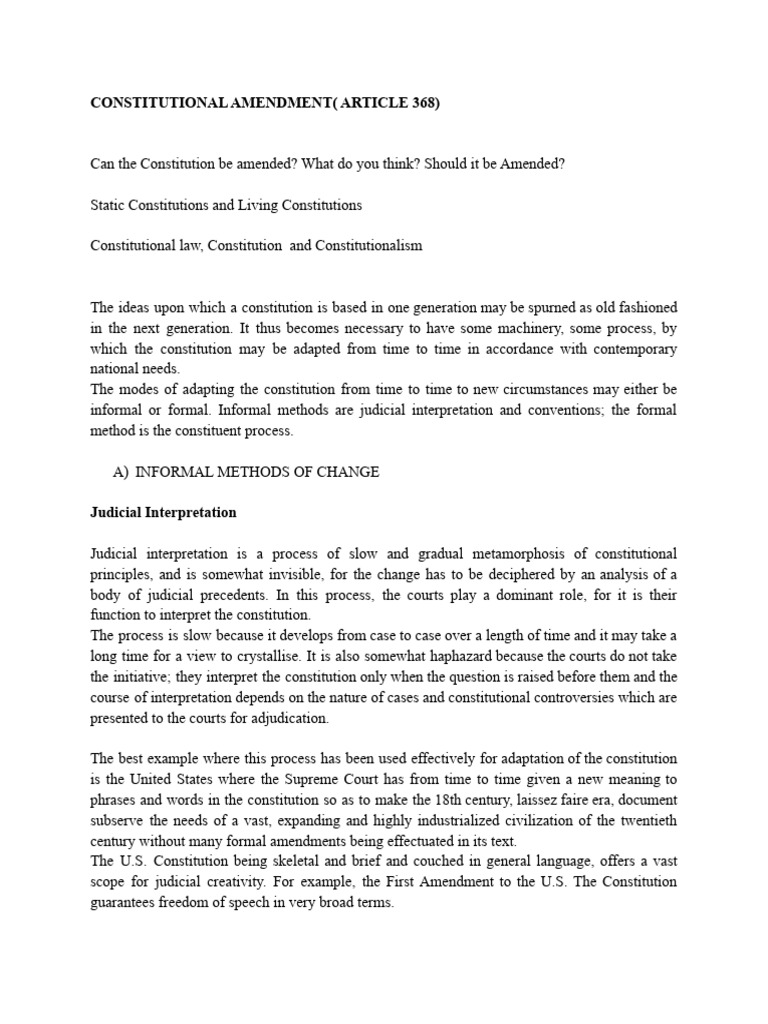 Amendment To The Constitution | PDF | Constitutional Amendment | Constitution