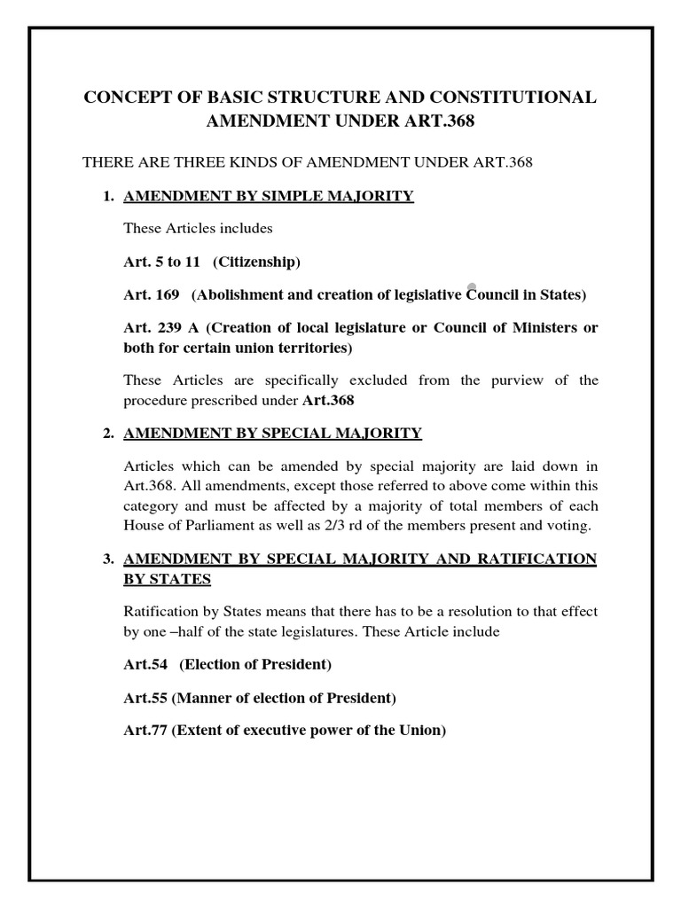 Basic Structure Doctrine and Art.368 | PDF | Political Law | Legal ... Basic Structure Doctrine and Art.368 | PDF | Political Law | Legal ...