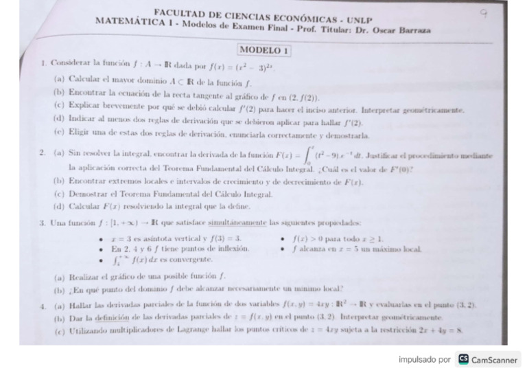 UNLP Ciencias Economicas. Modelo 1 (Examen Final) | PDF