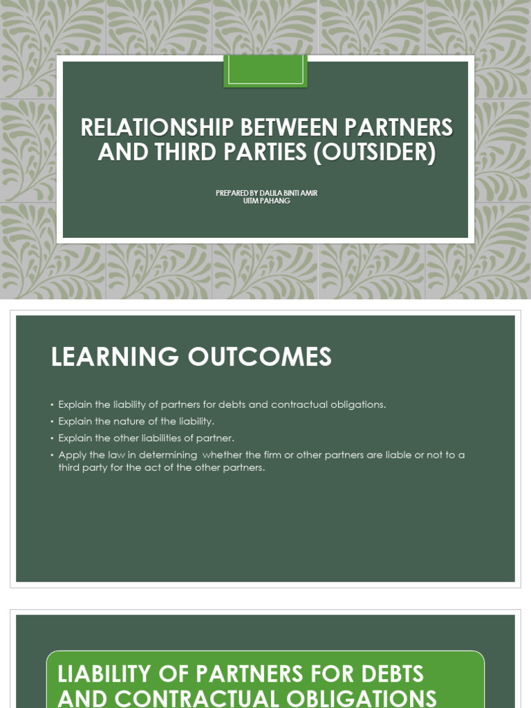 3 - Partners & Outsider | PDF | Law Of Agency | Legal Liability