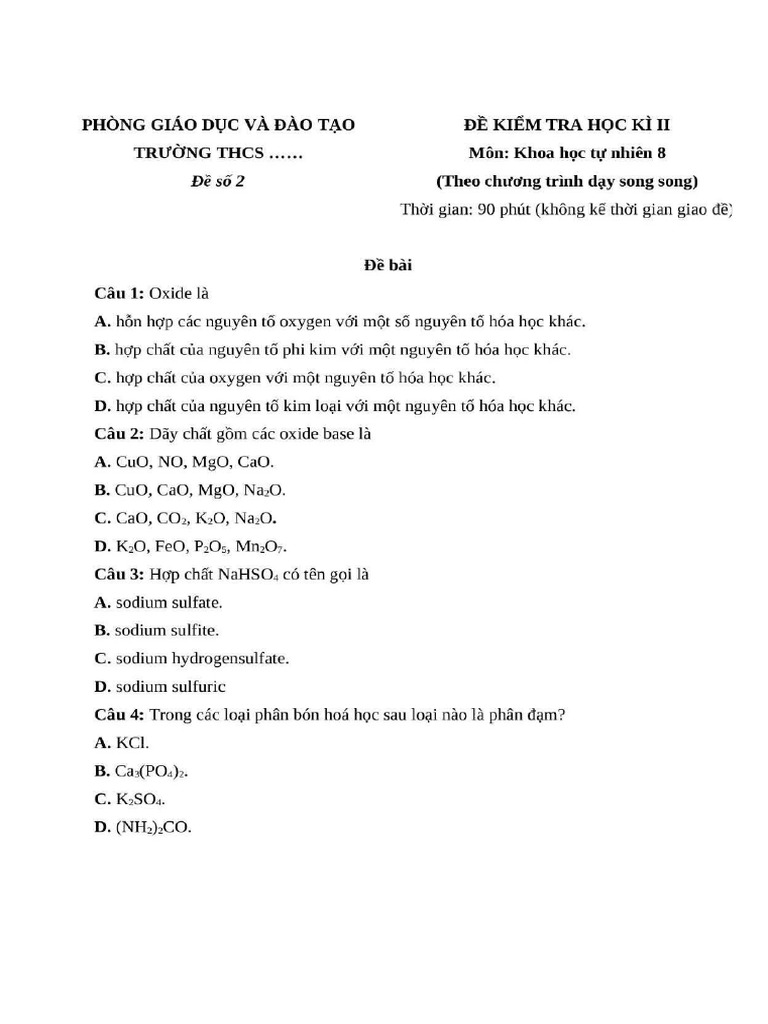 KHTN cuối kỳ 2 | PDF