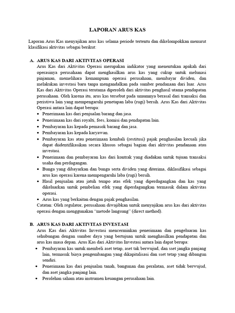 Laporan Arus Kas: Aktivitas dan Klasifikasi | PDF