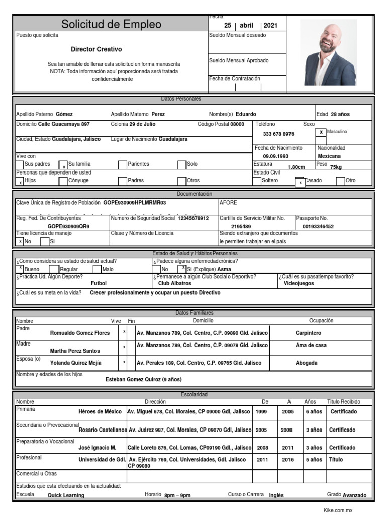 Solicitud de Empleo Creativo | PDF