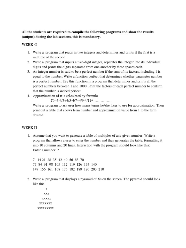 C Lab Exercises Pdf Subroutine Method Computer Programming