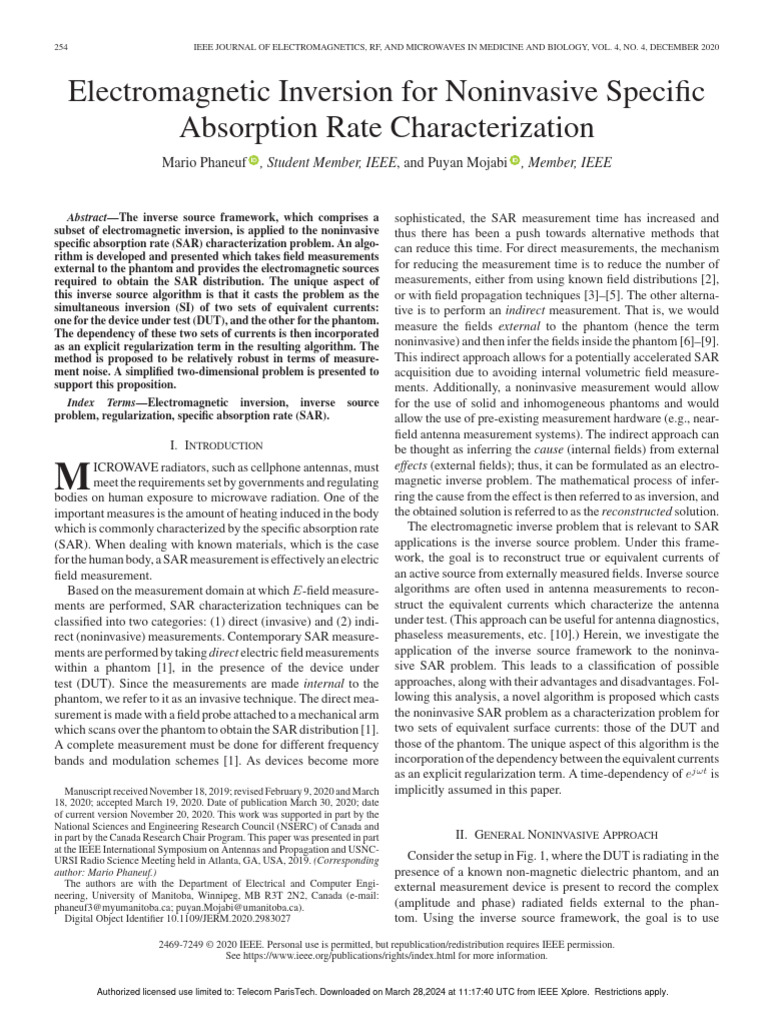 Electromagnetic Inversion For Noninvasive Specific Absorption Rate Characterization | PDF ...
