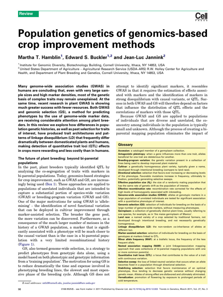 Population Genetics of Genomics Based CR | PDF | Genetic Diversity ...