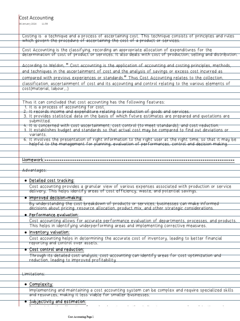Cost Accounting | PDF | Cost Accounting | Expense