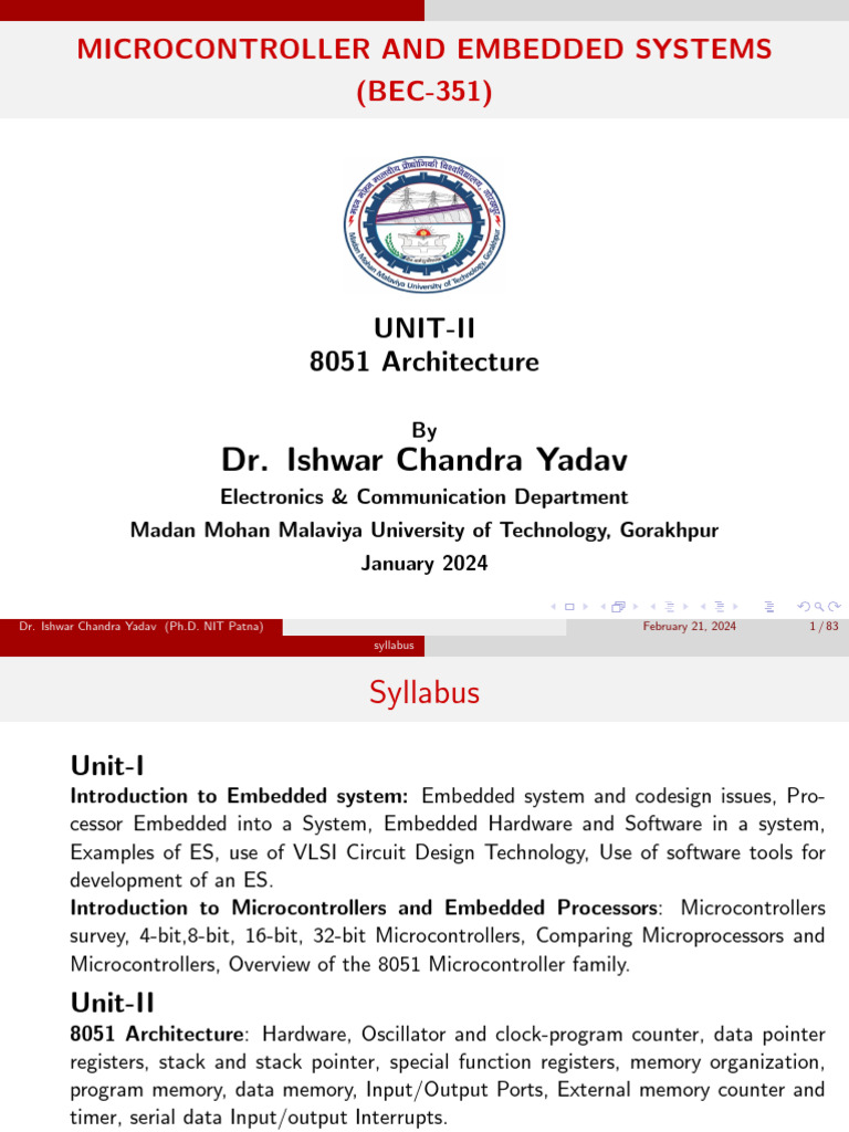 BEC-351 Unit-II Lecture | PDF | Microcontroller | Embedded System