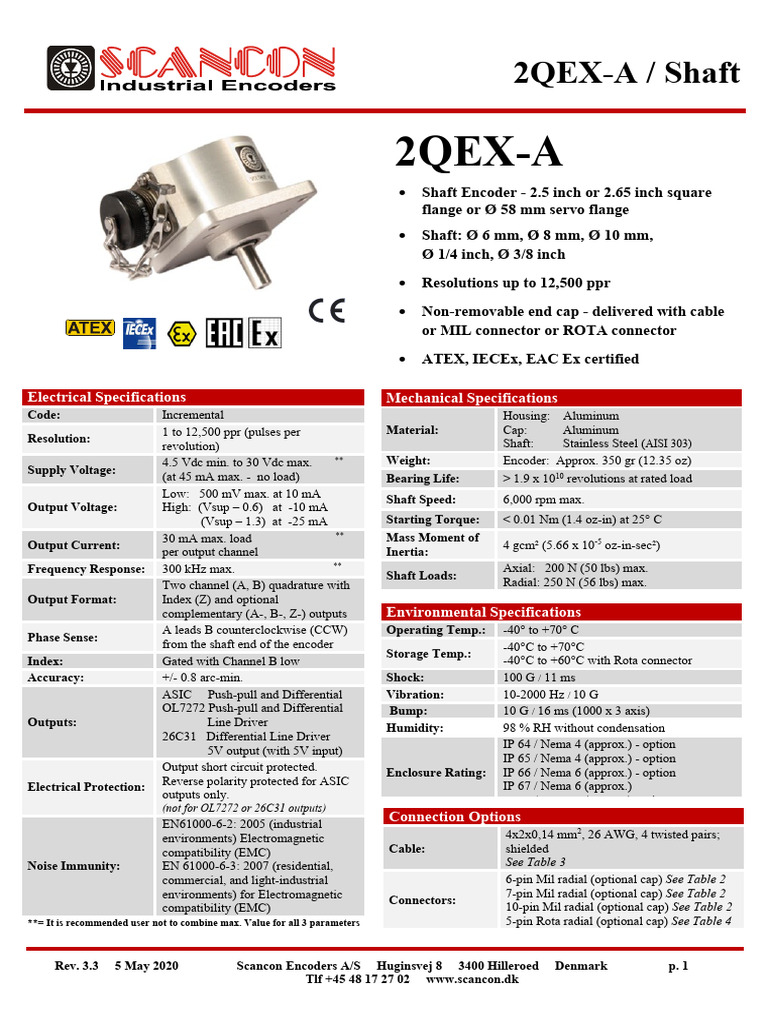2QEX-A Shaft Encoder Specifications | PDF | Electricity | Electrical ...