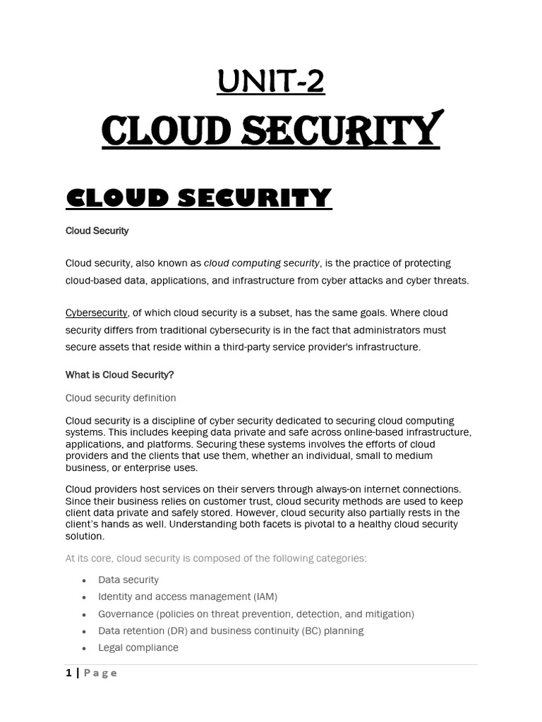 CS Notes UNIT-2 | PDF | Cloud Computing | Security