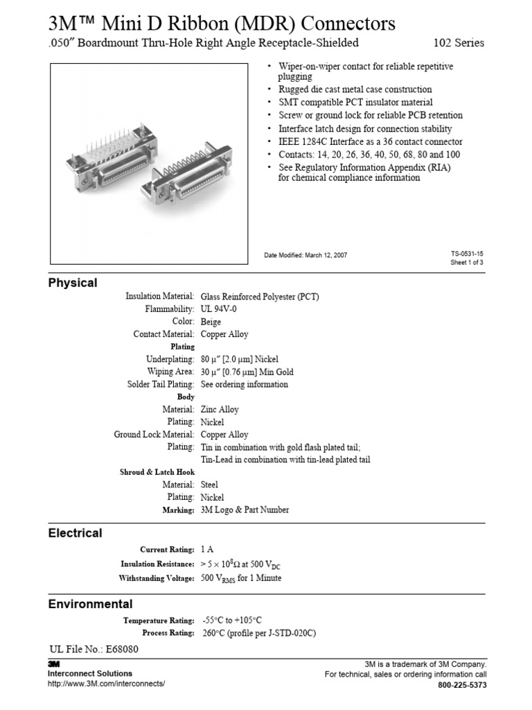 3M MDR THT | PDF | Electrical Connector | Materials