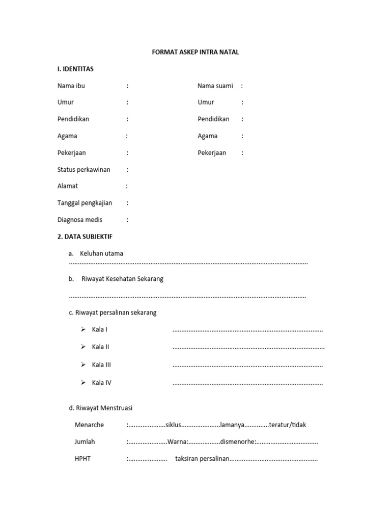 Format Askep Intra Natal Lengkap | PDF