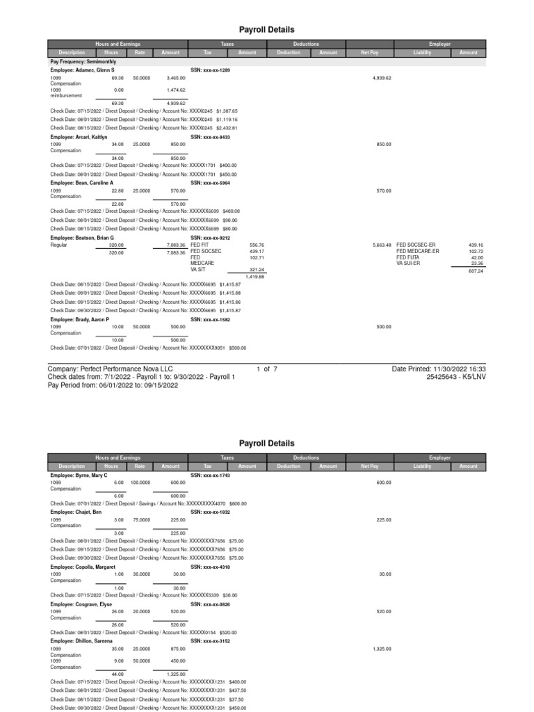 Payroll Detail | PDF | Payroll Tax | Taxes