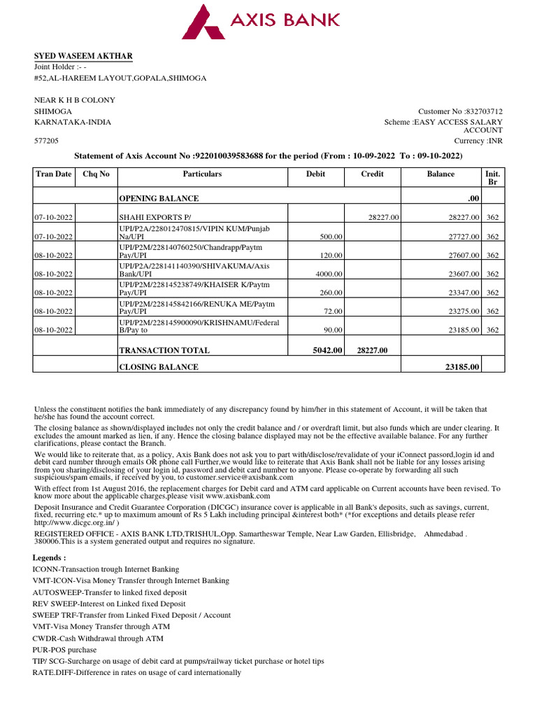 Acct Statement_XX3688_09102022 | PDF | Debit Card | Banks Acct Statement_XX3688_09102022 | PDF | Debit Card | Banks