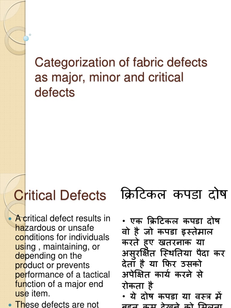 5 Categorization of Fabric Defects As Major, Minor | PDF | Knitting ...