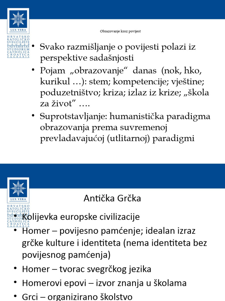 Obrazovanje Kroz Povijest 2 | PDF