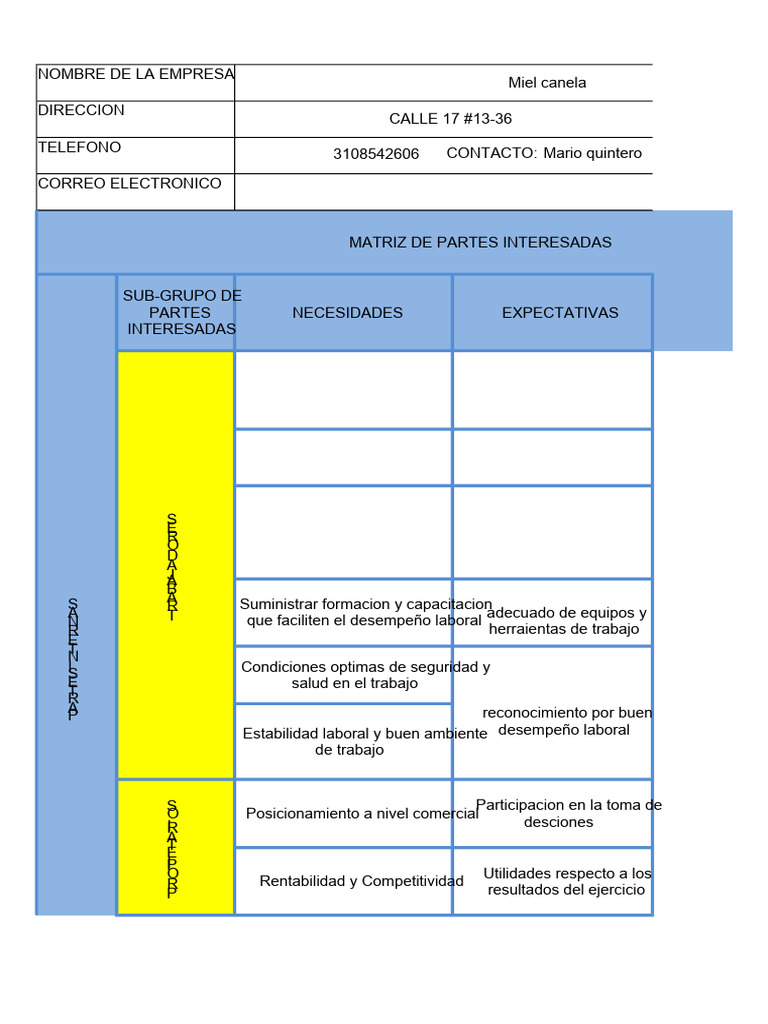 Matriz 2019 Partes Interesadas | PDF | Calidad (comercial) | Business