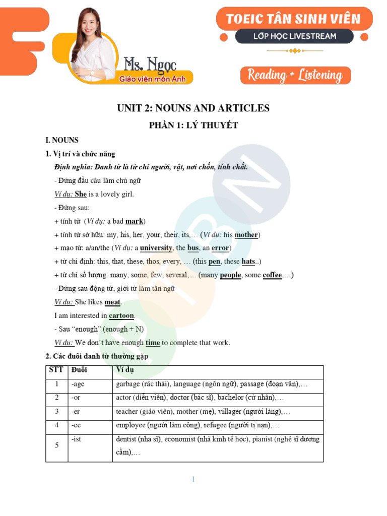 Cô PTBN - Pre Toeic - Unit 2 - Reading | PDF