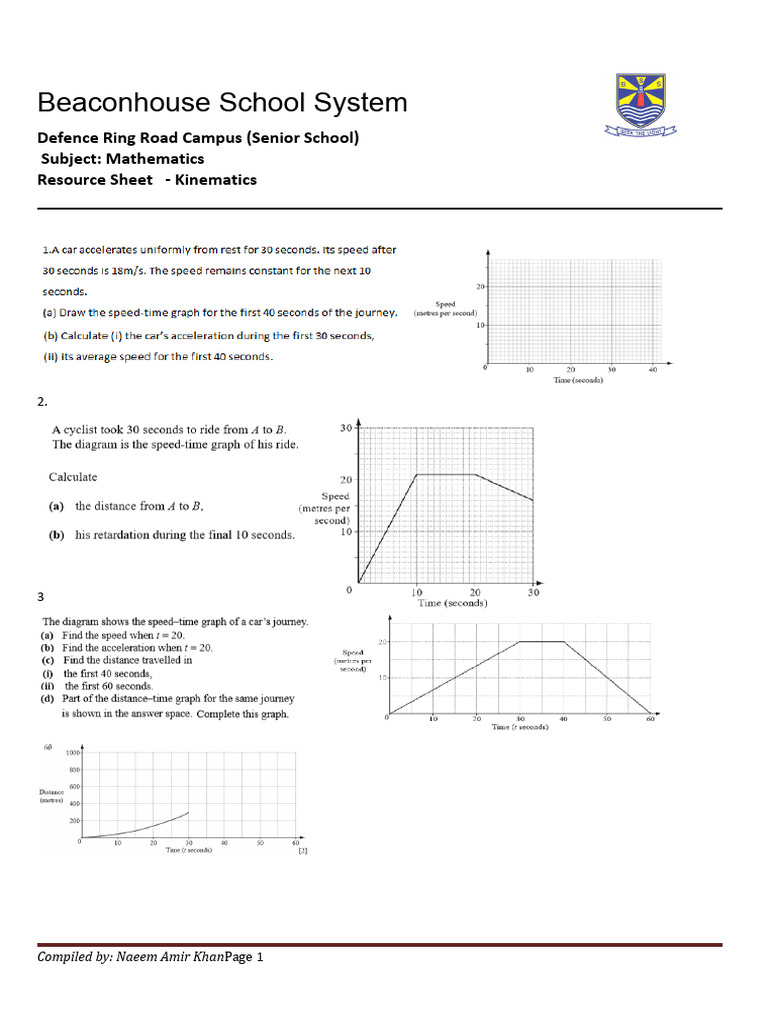 Worksheet Kinematics | PDF