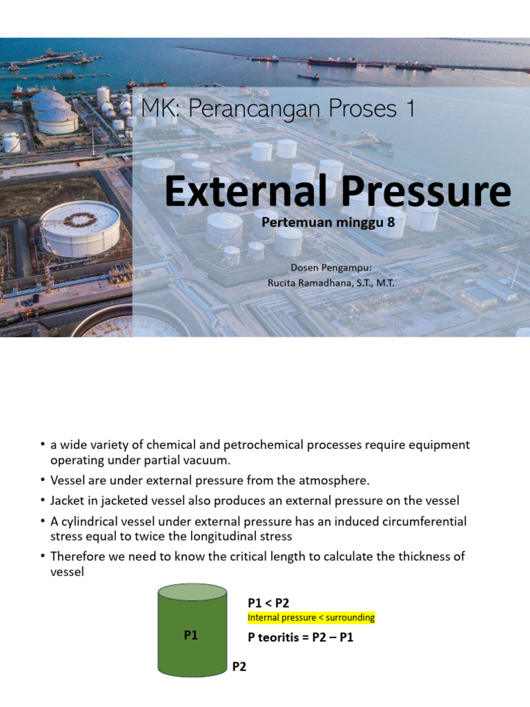 Perancangan Proses M8 - External Pressure Vessel | PDF | Atmosphere ...