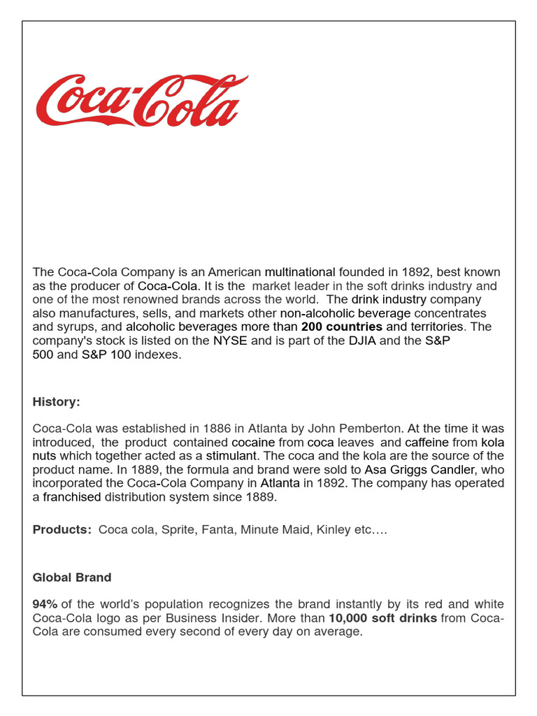 Coca-Cola SWOT & PESTEL Analysis | PDF | The Coca Cola Company | Coca Cola