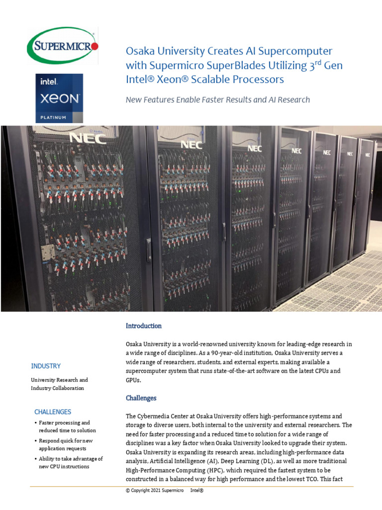 Success_Story_Supermicro_SuperBlade_Osaka_University | PDF | Supercomputer | Graphics Processing ...