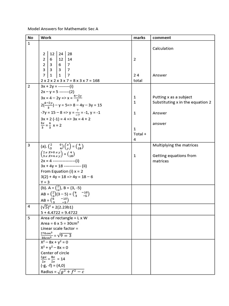 Mathematics Alternative A Answers | PDF | Matrix (Mathematics ... Mathematics Alternative A Answers | PDF | Matrix (Mathematics ...