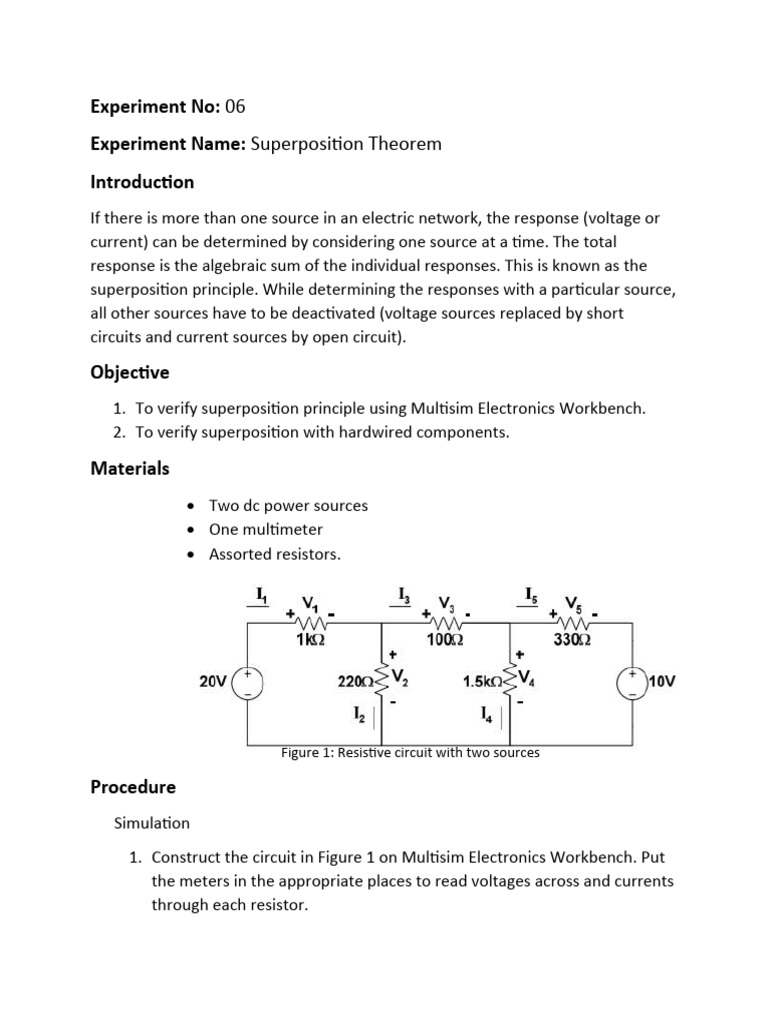 Experiment No 6 Superposition Theorem Pdf