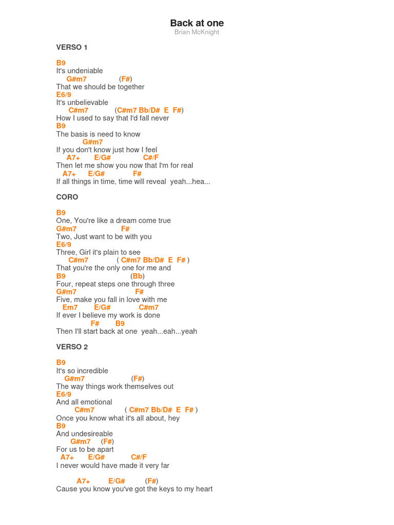 Back at One - Brian McKnight | PDF