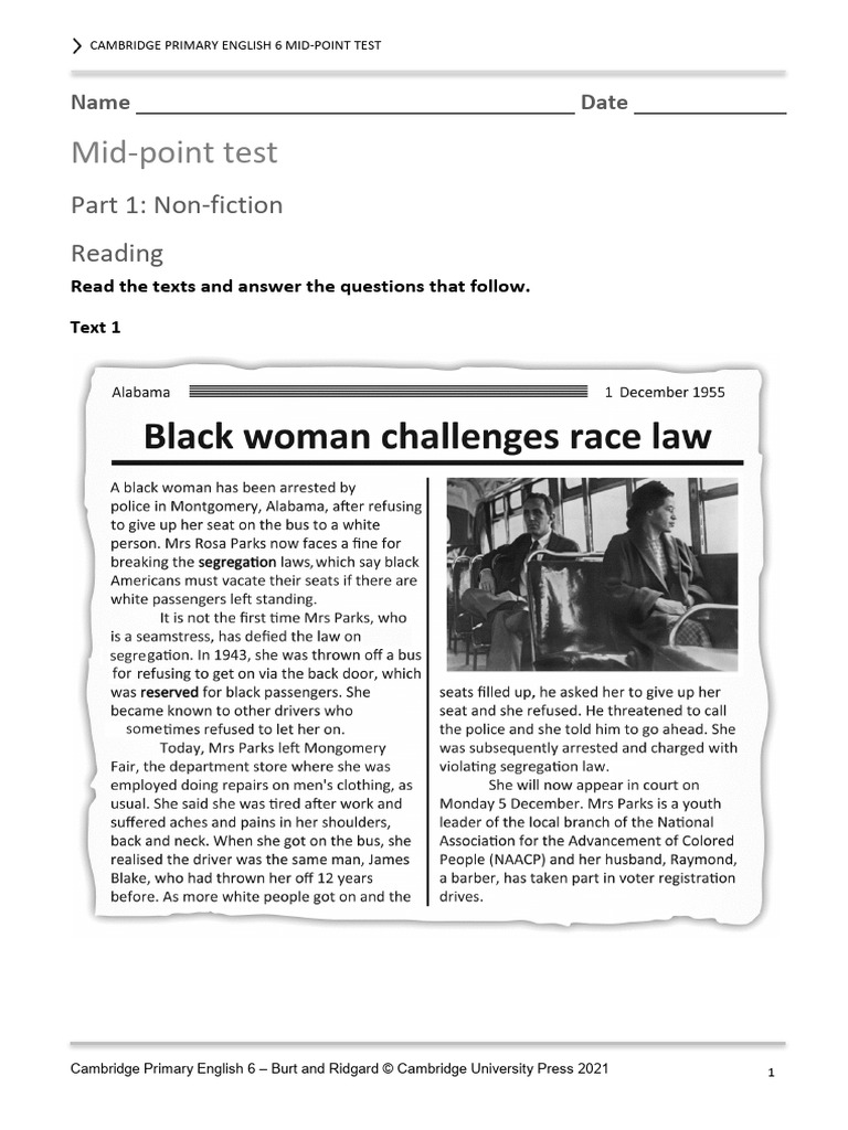 Pri Eng 2ed tr6 Midpoint Test | PDF | Narration