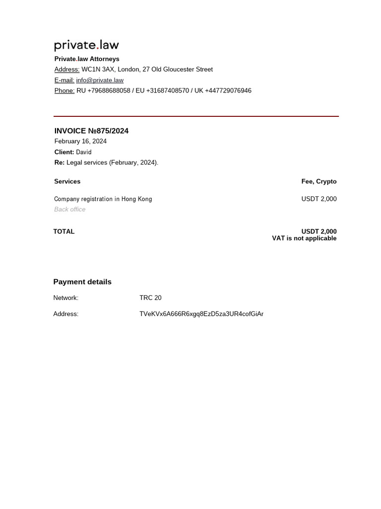 private.law - Invoice #875 | PDF