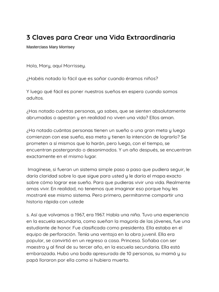 3 Claves para Crear Una Vida Extraordinaria | PDF | Amor | Sueño