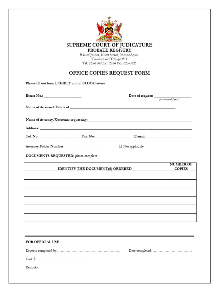 Office Copies Request Form | PDF