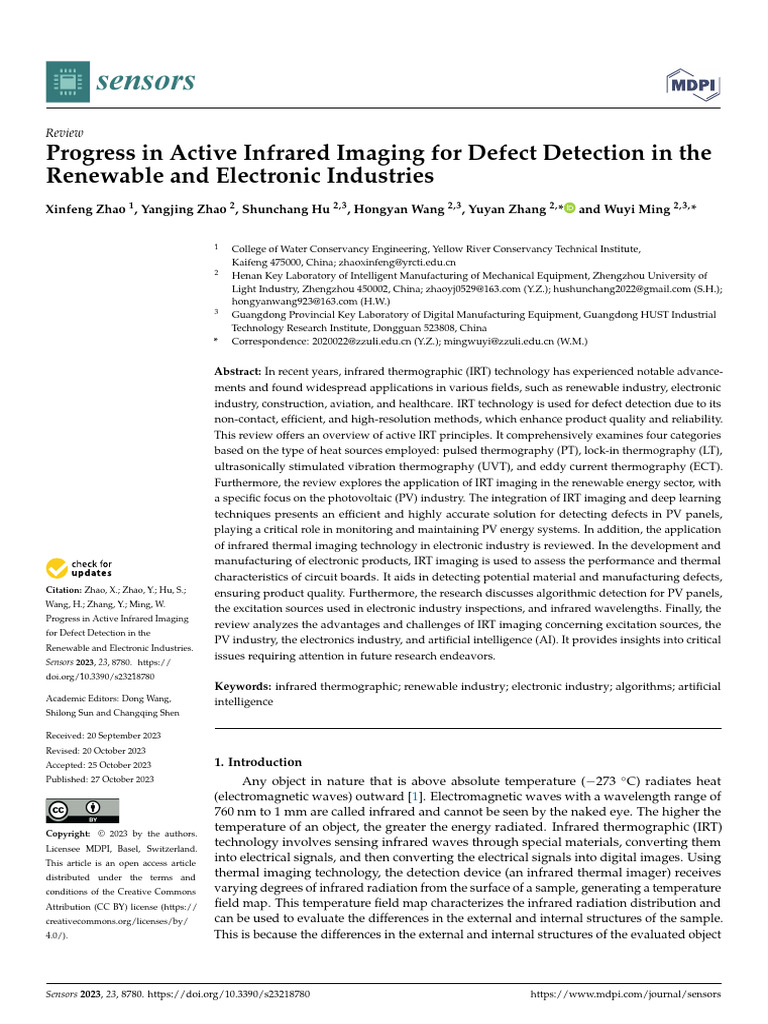 Sensors 23 08780 v2 | PDF | Infrared | Thermography