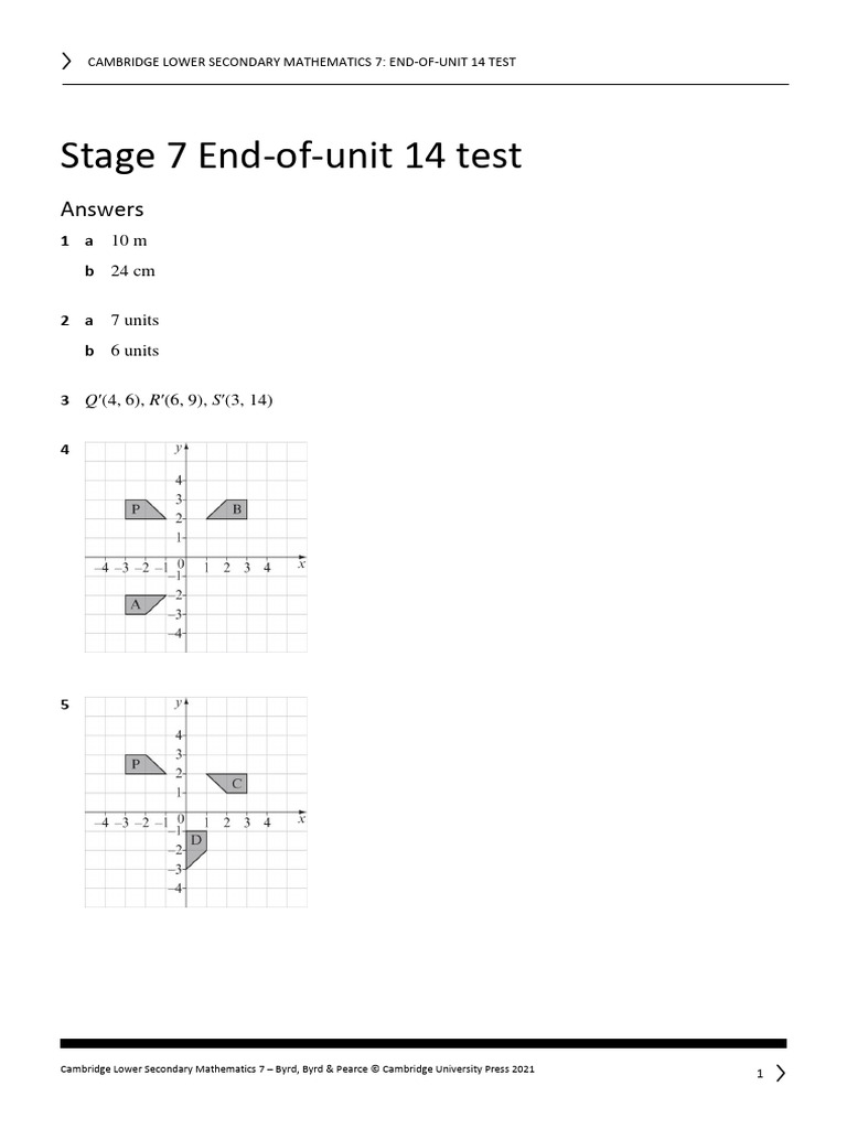 End-of-Unit 14 Test Answers - Stage 7 | PDF