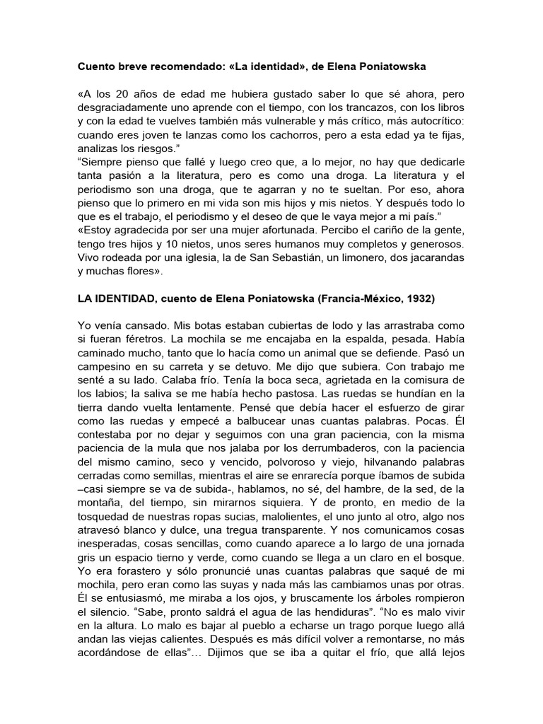La Identidad de Elena Poniatowska | PDF