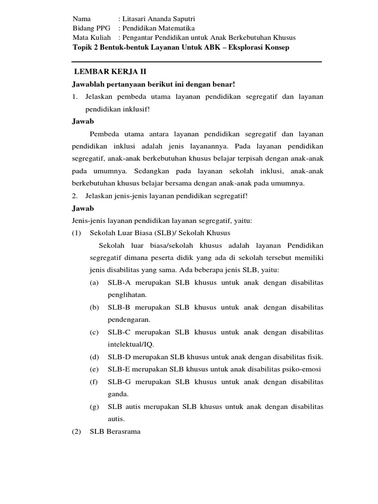 Litasari Ananda Saputri - T.2 Esplorasi Konsep - ABK | PDF