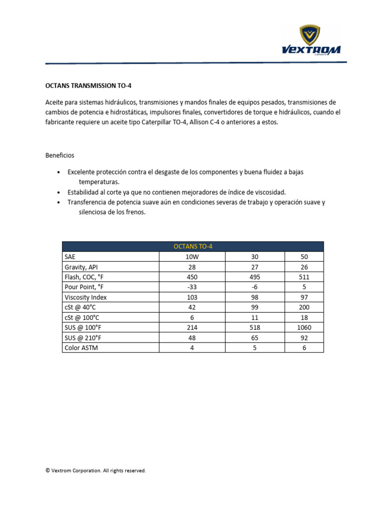Aceite OCTANS TO-4 para Transmisiones | PDF
