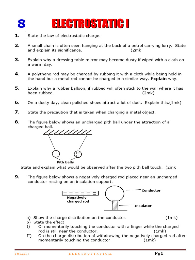 Electrostatics 1 | PDF | Electrical Engineering | Materials Science
