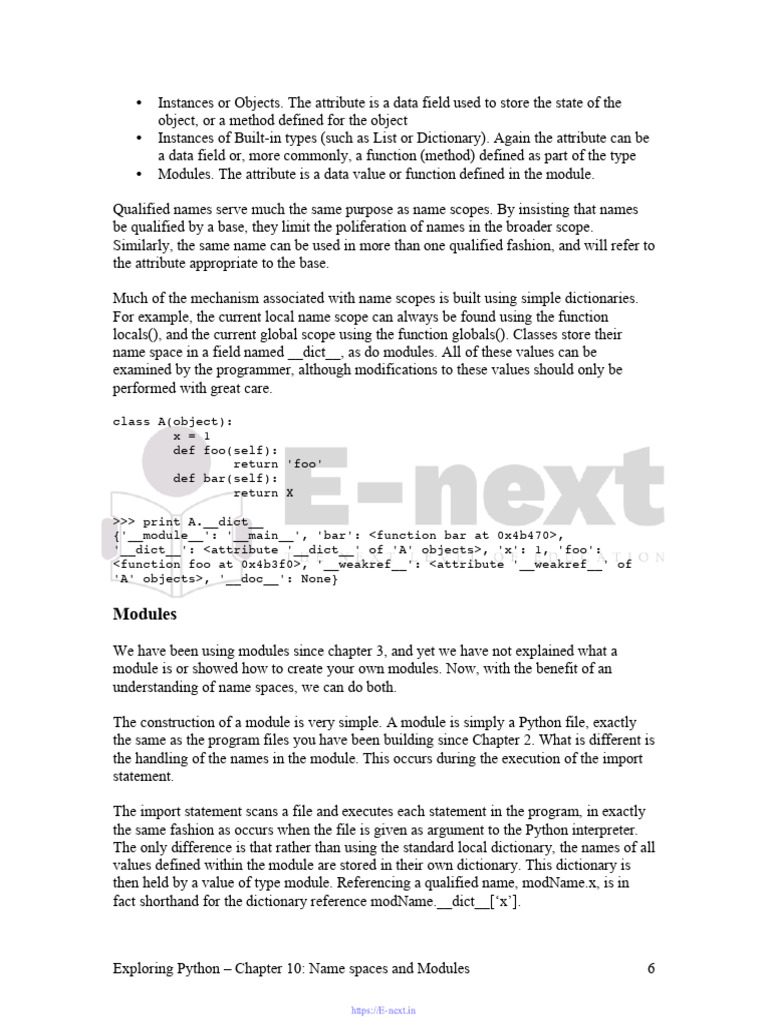 10 Modules (E Next.in) | PDF | Namespace | Python (Programming Language)