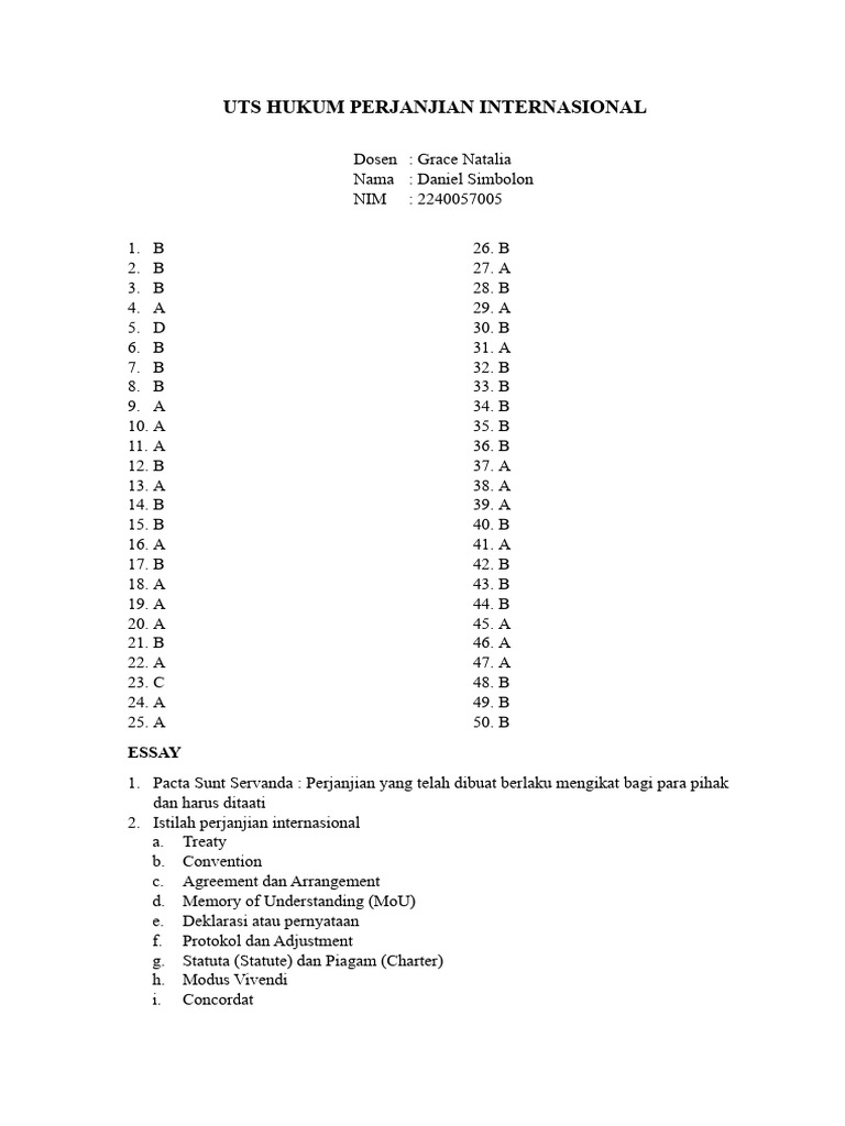 Uts Hukum Perjanjian Internasional | PDF