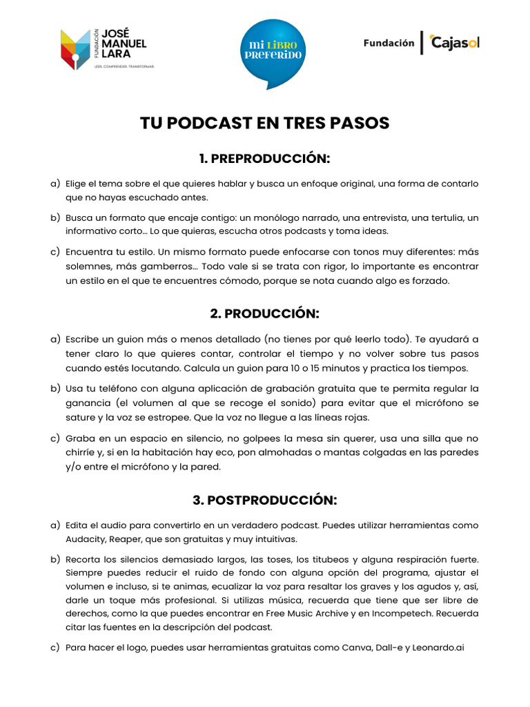 Crea tu Podcast en 3 Sencillos Pasos | PDF