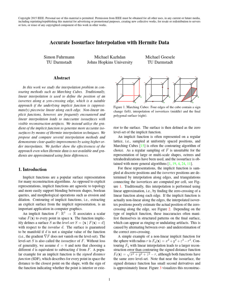 Accurate Isosurface Hermite | PDF | Interpolation | Numerical Analysis