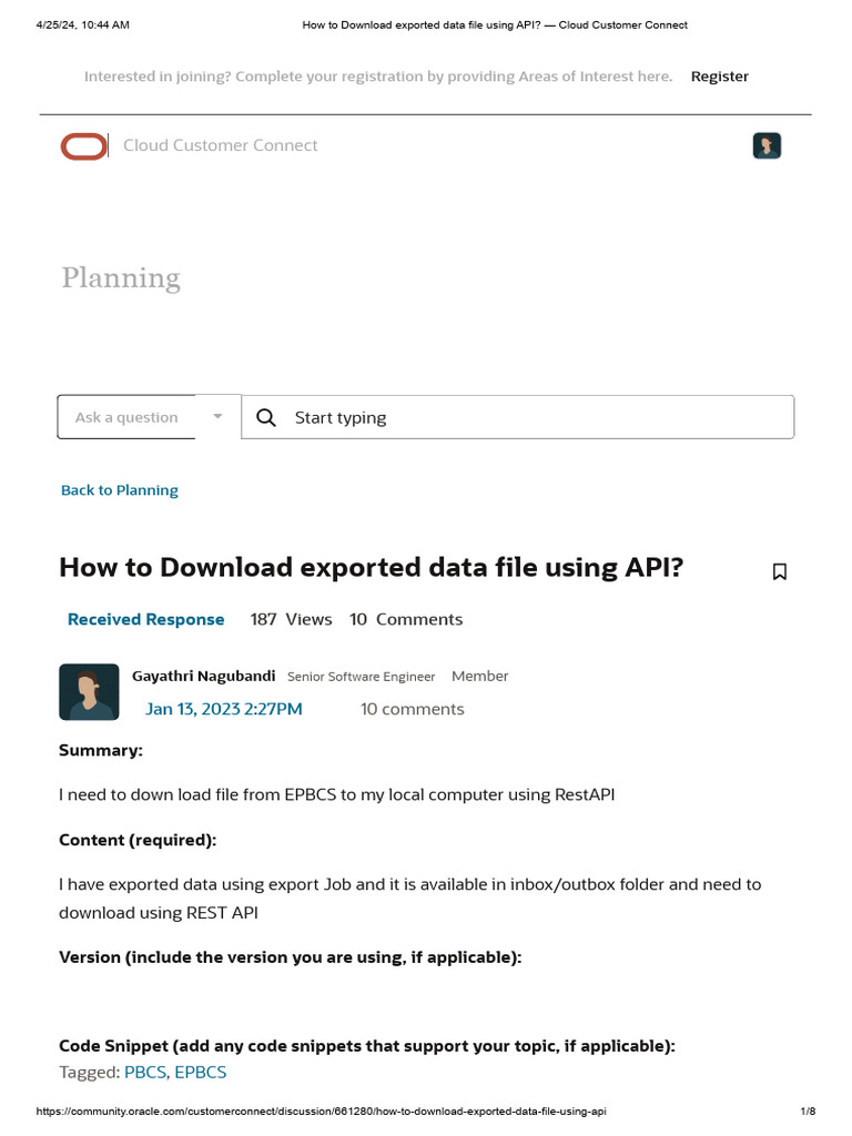 How To Download Exported Data File Using Api Cloud Customer Connect Pdf Computer File 