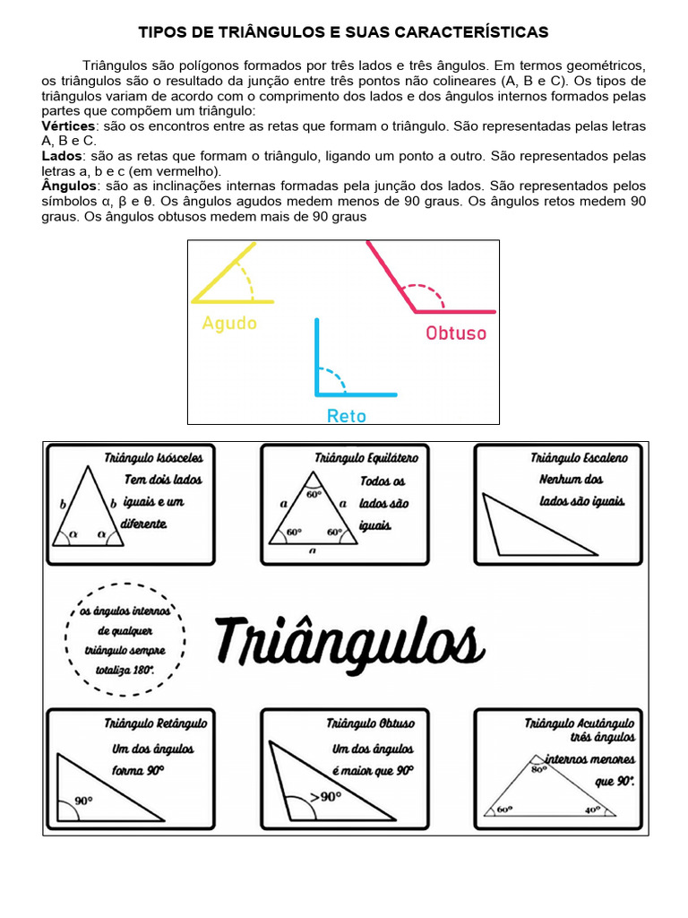 Tipos de Triângulos e Suas Características | PDF | Triângulo ...